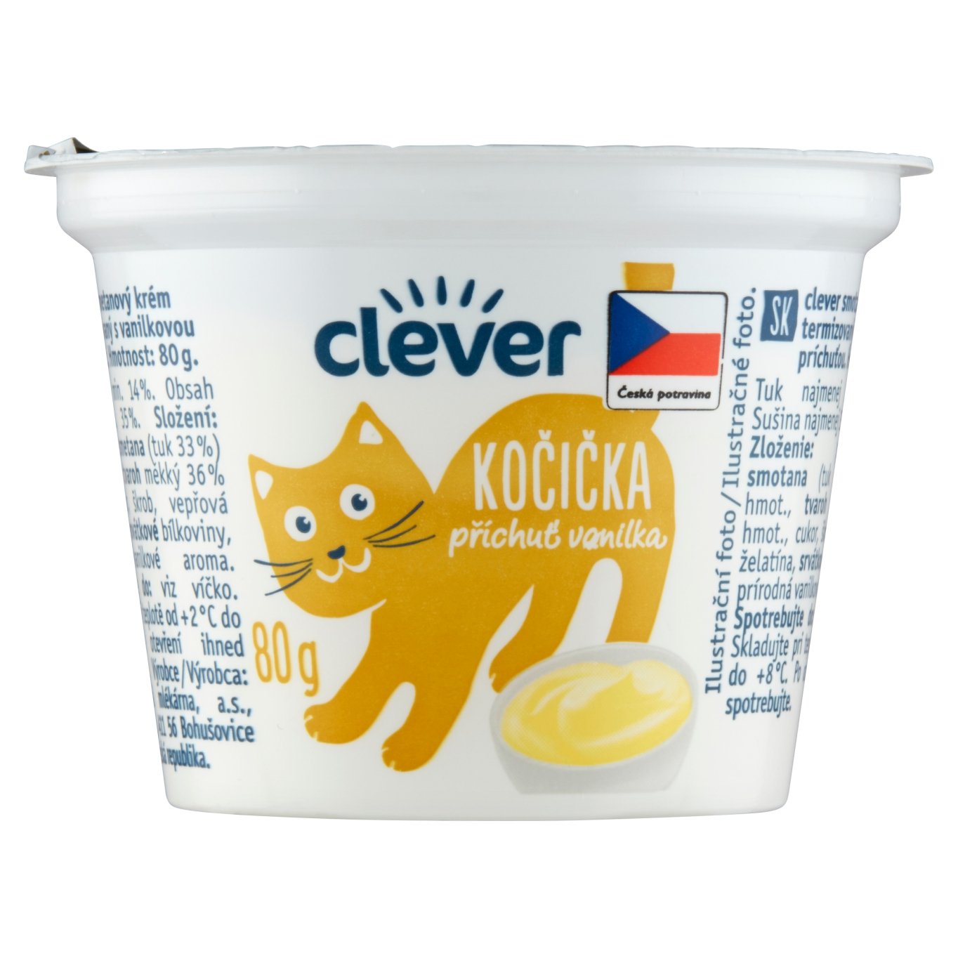 clever Smetanový krém termizovaný s vanilkovou příchutí 80g