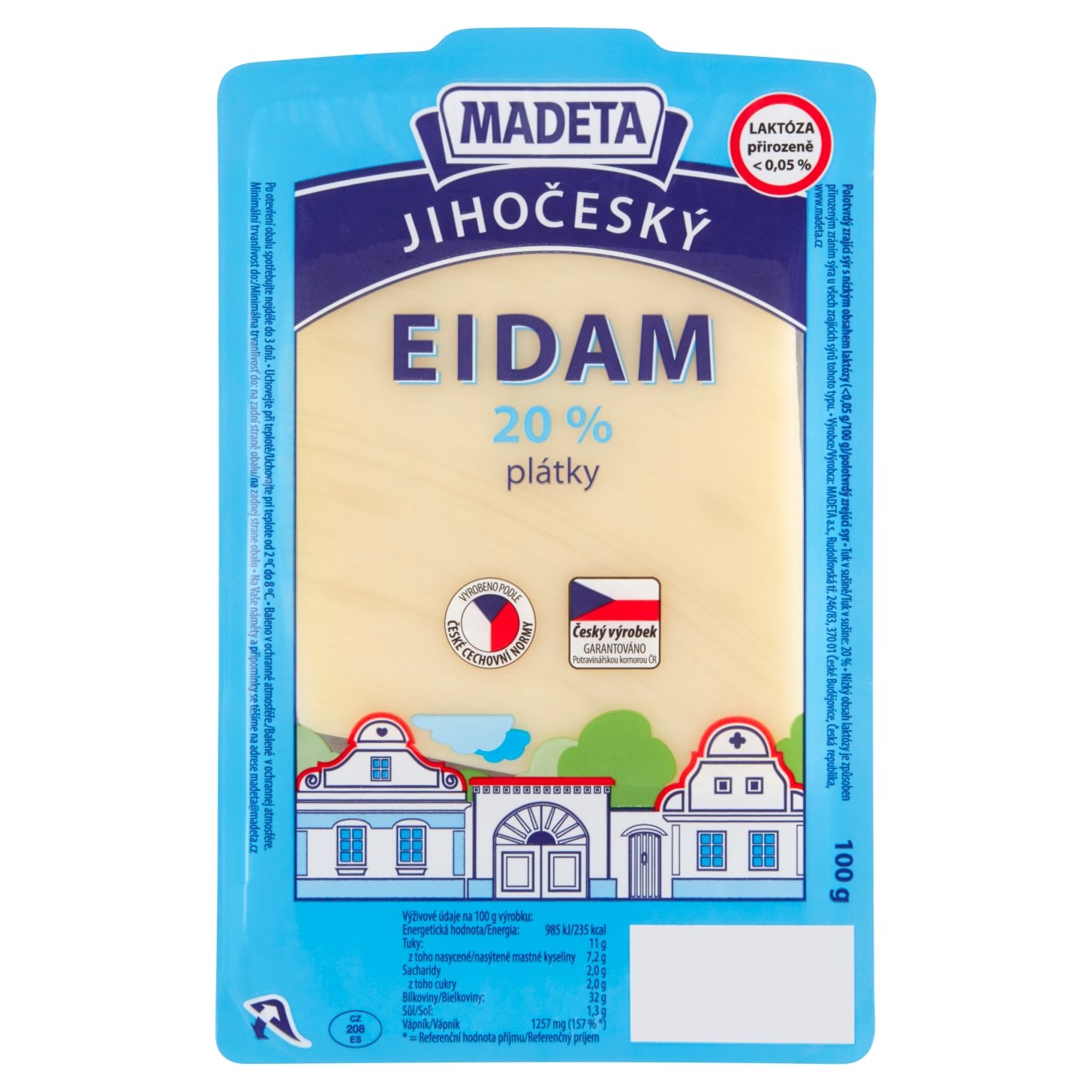 Madeta Jihočeský eidam 20 % plátky 100g